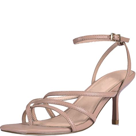 Nina Dark Blush Mid Heel Strappy Sandals Shoebedoo