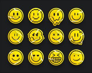 Melting Smile Emoji Icons Seamless Pattern Melted Vector Image