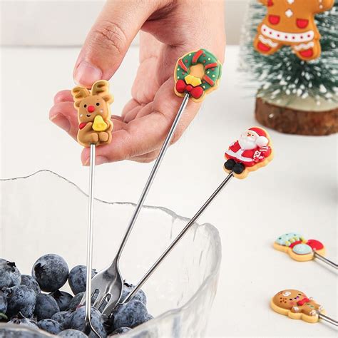 Badu Bg 6 бр Коледни неръждаеми лъжички за кафе Коледна украса за дома Весела Коледа Подаръци