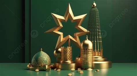 รูปพื้นหลังแท่นอิสลามในการเรนเดอร์ 3 มิติสำหรับการเฉลิมฉลอง Eid Al Fitr