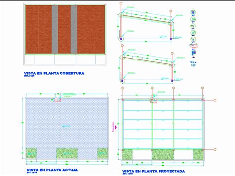 Cubierta metálica de galpón en AutoCAD CAD 325 37 KB Bibliocad