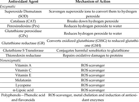Enzymatic And Nonenzymatic Antioxidant Systems Download Scientific