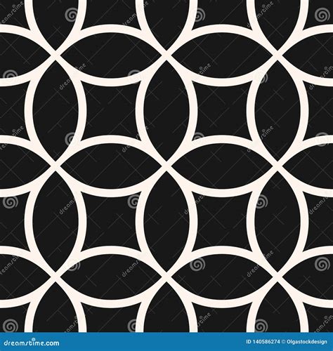 Monochrome Vector Seamless Pattern With Circular Mesh Grid Net