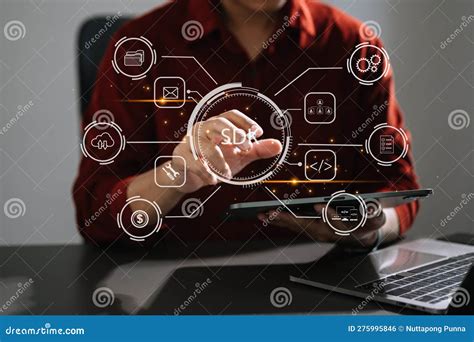 Sdk Software Development Kit Programming Language Technology Concept Person Typing Laptop