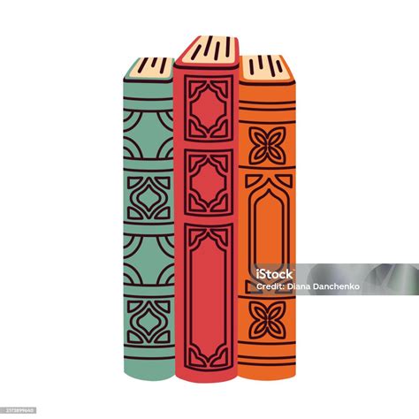 녹색 빨간색 주황색의 화려한 표지가 있는 빈티지 책 세트 교육 문학 도서관 및 독서 테마에 적합합니다 학교 프로젝트 북클럽 또는 학습 개념에 이상적입니다 가공의 인물에 대한