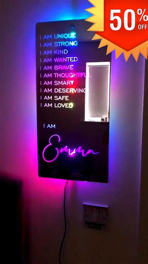 Affirmations Best T Mirror I Am Mirror Light Up Colorful Bedroom