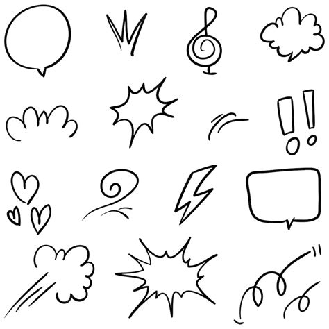 手描き漫画表現記号のベクトルを設定落書き曲線方向矢印絵文字効果デザイン要素漫画のキャラクター感情シンボルかわいい装飾的なブラシ ストローク