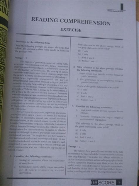Gs Score Csat Practice Workbook Reading Comprehension Pt 2023