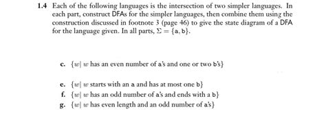 Solved Each Of The Following Languages Is The Chegg