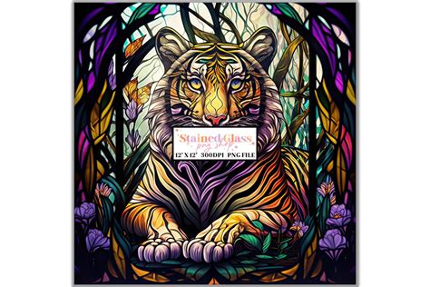 Tiger Stained Glass Sublimation Design Stained Glass Pattern Stained