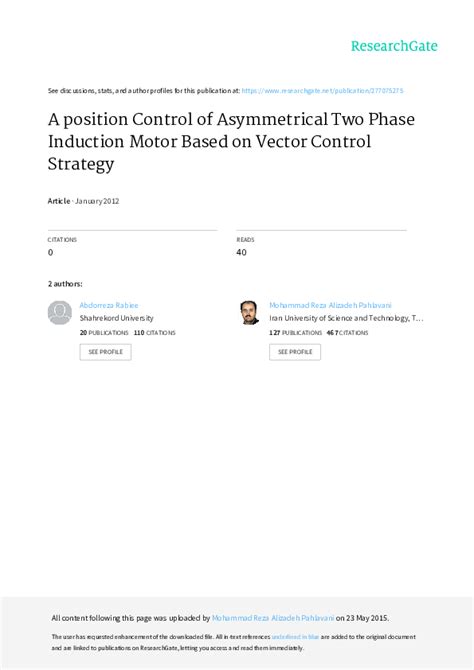 Pdf A Position Control Of Asymmetrical Two Phase Induction Motor