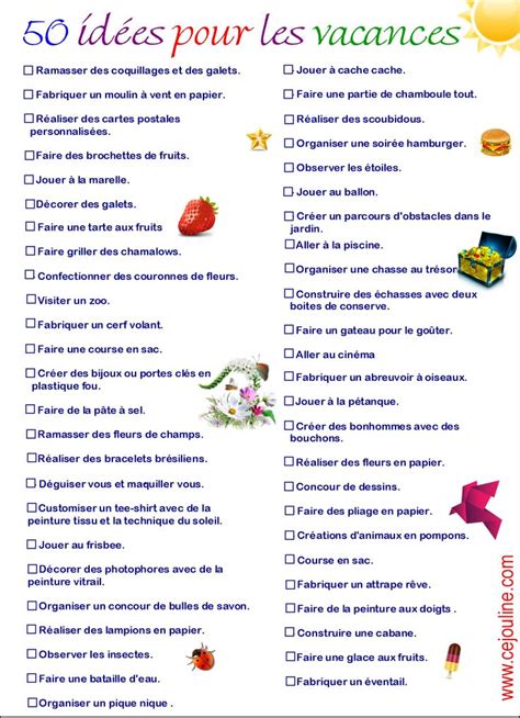 50 Idees Pour S Occuper Pendant Les Vacances D Ete Il N Est Pas