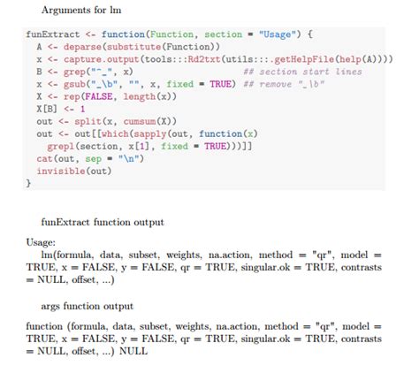 Extracting Arguments Of An R Function To Use In Knitr Stack Overflow