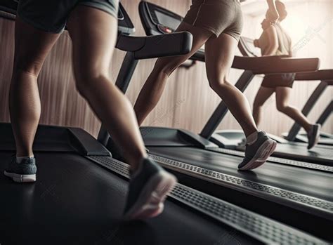 Premium Photo People Running In Machine Treadmill At Fitness Gym Club