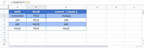 Excel Isnontext Function Test If Cell Is Not Text