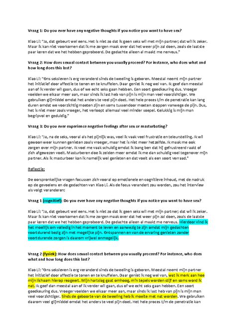 Opdracht Week Sexual Respons Cycle Vraag Do You Ever Have Any Negative Thoughts If You