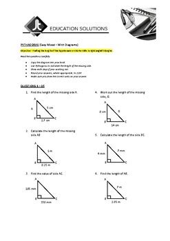 PYTHAGORAS Find The Hypotenuse Or Shorter Side With Diagrams