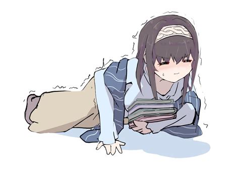 Safebooru 1girl Absurdres Argyle Hairband Blue Shawl Blush Book