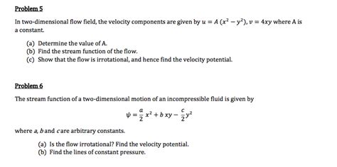 Solved In Two Dimensional Flow Field The Velocity Compon Chegg