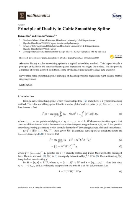 Pdf Principle Of Duality In Cubic Smoothing Spline