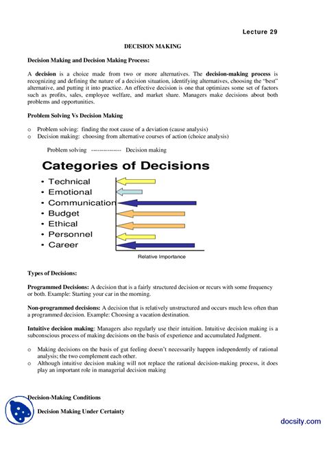 Decision Making Leadership And Team Managment Lecture Handout Docsity