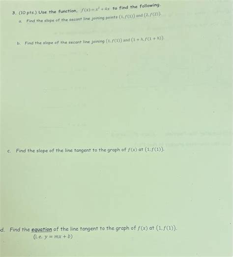 solved 3 10 pts use the function f x x2 4x to find the
