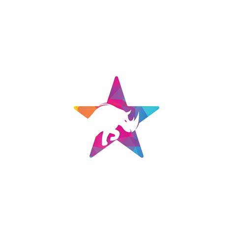 Rhino Star Shape Concept Logo Vector Design Rhinos Logo For Sport Club