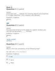 Quiz 2 Docx Quiz 2 Question 1 1 Point Saved Javascript Uses Notation