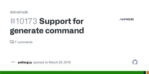 Support For Generate Command Issue 10173 Dotnet Sdk GitHub