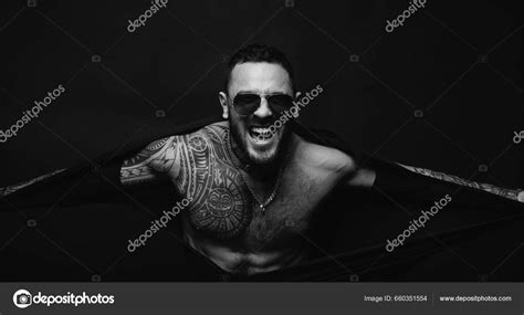 Angry Guy Muscular Naked Torso Furious Guy Isolated Black Stock Photo By Tverdohlib