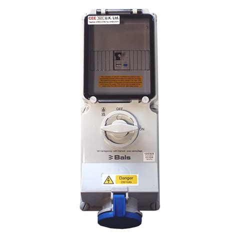 Switched Interlocked Sockets With Rcd Protection 63a 230v 3p Ip44 Switched Interlocked Socket A