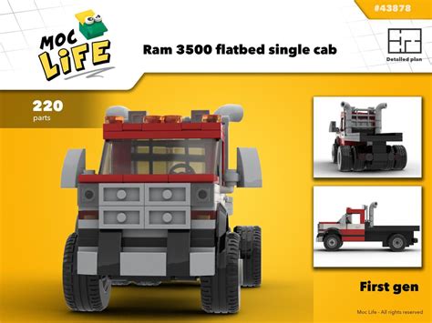 Lego Moc Ram 3500 Flatbed Single Cab By Moclife Rebrickable Build