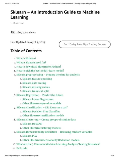 Sklearn An Introduction Guide To Machine Learning Algotrading101