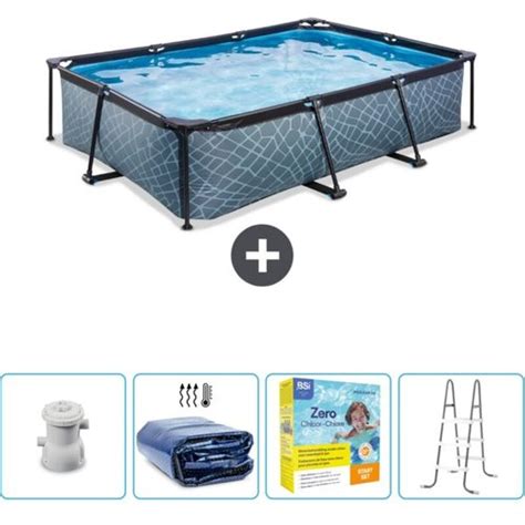 Piscine Rectangulaire Structure En Pierre Exit 300 X 200 X 65 Cm