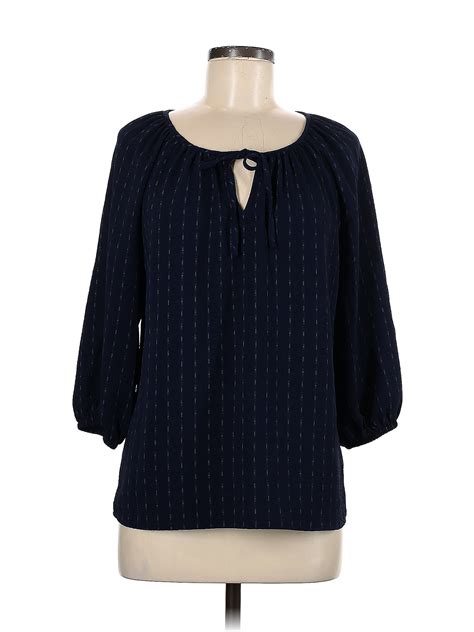 Olivia And Martin 100 Polyester Blue 34 Sleeve Blouse Size M 65 Off