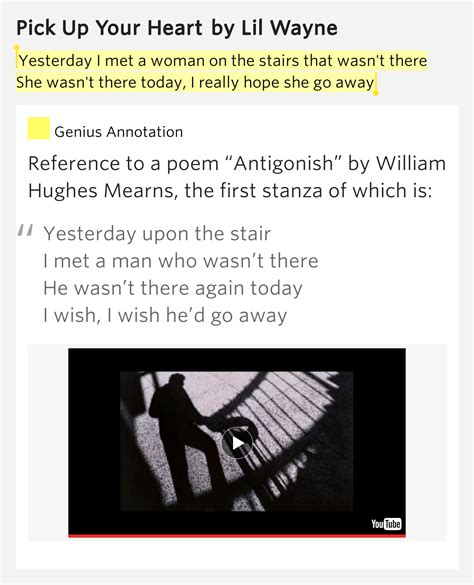 Yesterday I Met A Woman On The Stairs That Wasnt There She Wasnt