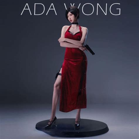 Resident Evil 4 Ada Wong Golden Butterfly Red Dress Cosplay Red Dress