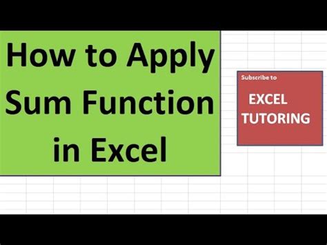 How To Apply Sum Function In Excel Sum Formula In Excel Add Numbers In Excel YouTube