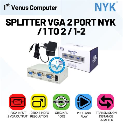 Jual SPLITTER VGA 2 PORT NYK SPLITTER VGA 1 TO 2 VGA 1 2 SPL03 NYK Shopee Indonesia