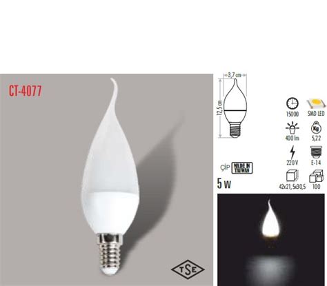 Cata Ct 4077 5w Led Curved Spark Plug Bulb Daylight Cata