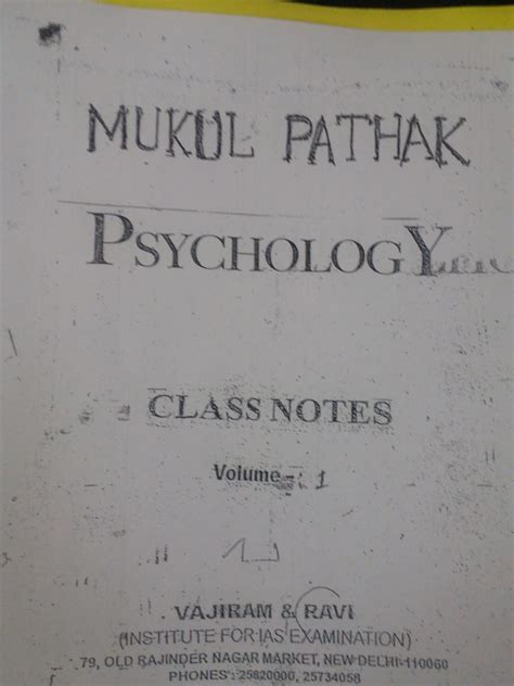 Vajiram Psychology Optional Mukul Pathak Handwritten Class Notes