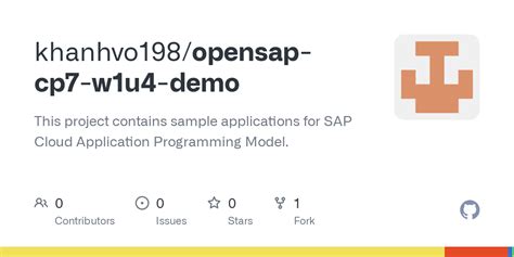 Github Khanhvo198opensap Cp7 W1u4 Demo This Project Contains Sample Applications For Sap