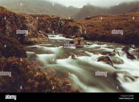Long Exposure At The Fairy Pools Isle Of Skye Scotland UK Stock