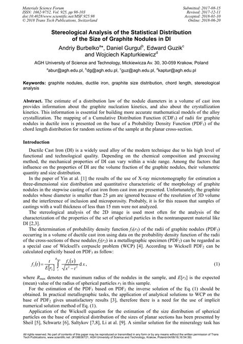 Pdf Analysis Of Spherical Particles Size Distribution Theoretical Basis