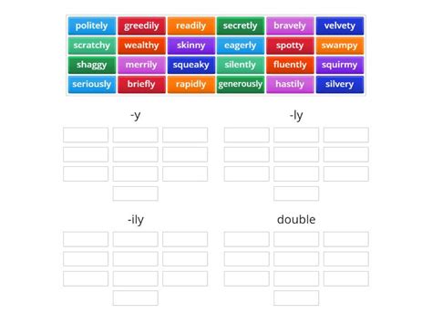 Suffixes Y Ly Group Sort