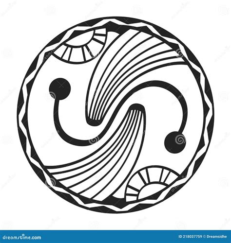 Vector Icon With Symbol Of Cucuteni Trypillia Culture Ornaments