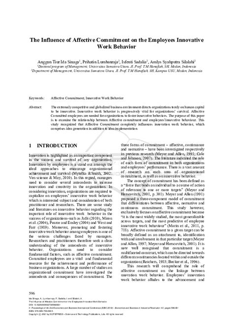 Pdf The Influence Of Affective Commitment On The Employees Innovative