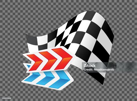 체크 무늬 레이싱 깃발과 어두운 배경에 화려한 화살표 레이싱 벡터 일러스트 레이 션입니다 바둑판무늬 깃발에 대한 스톡 벡터 아트