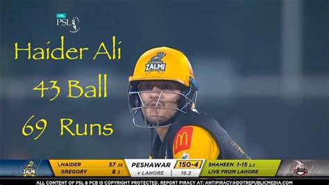 Haider Ali Batting Peshawar Zalmi Vs Lahore Qalandars Pslv Youtube