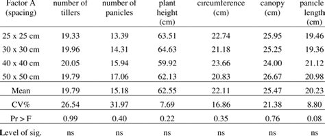 effect of spacing on yield component contributing characters of cv